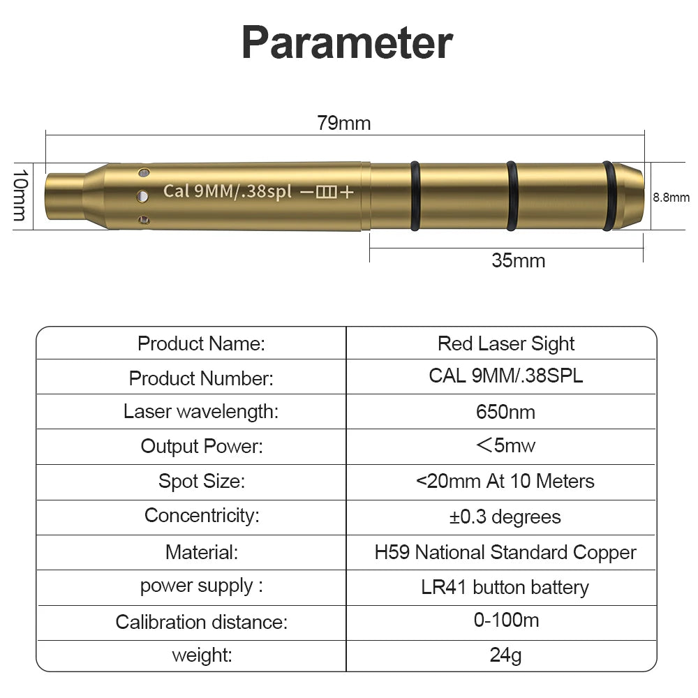 9MM/38SPL Red Laser Dot Sight for Pistol & Rifle Scope ...